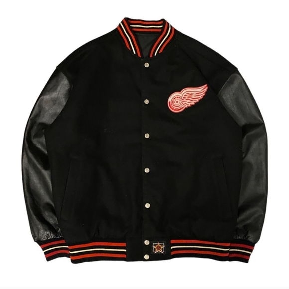 Jh Design | Jackets & Coats | Detroit Red Wings Jeff Hamilton Reversible Varsity Jacket With ...